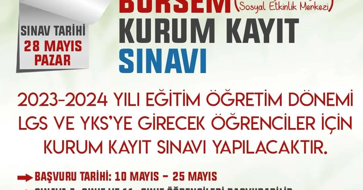 BURSEM KURUM KAYIT SINAVI BAŞVURULARI BAŞLADI - Marmara Yaşam